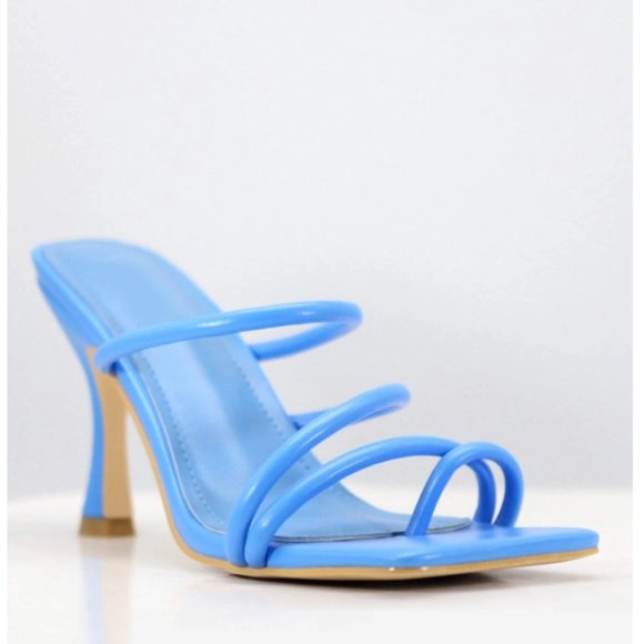 SHEIN | Shoes | Shein Multi Strap Design Heeled Sandals 75 Cornflower ...